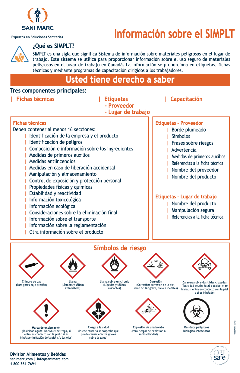 Sani Marc WHMIS CHART-SP
